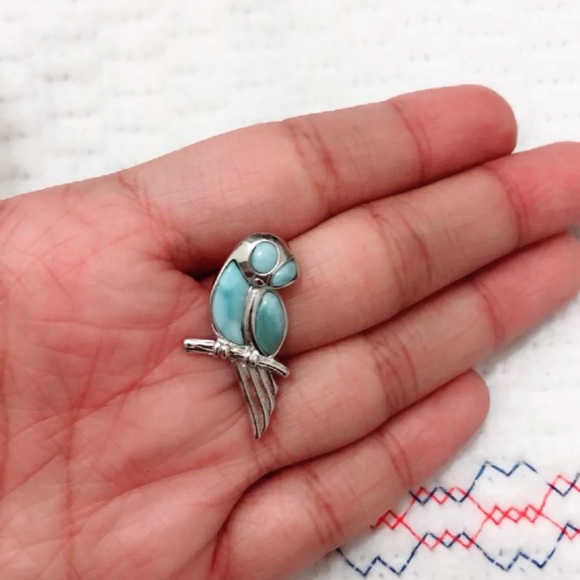 Jewelry | Genuine Larimar Silver Parrot Bird Charm Pendant | Poshmark